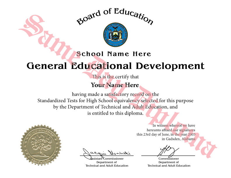 Buy GED Diploma - Fake Novelty & Replacement | Same Day Diplomas – Doc ...