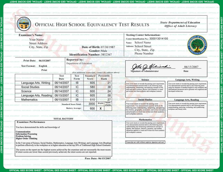Fake GED Diploma & Transcript | Fake GED Diploma Maker