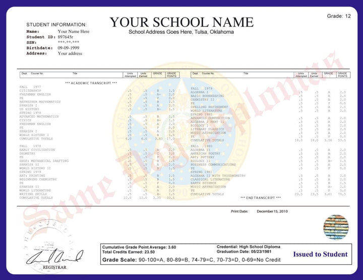 High School Diplomas & Transcripts | Custom Replacement Documents