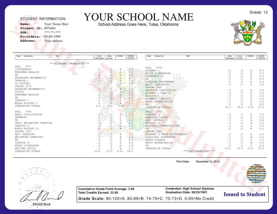 High School Diplomas & Transcripts | Custom Replacement Documents